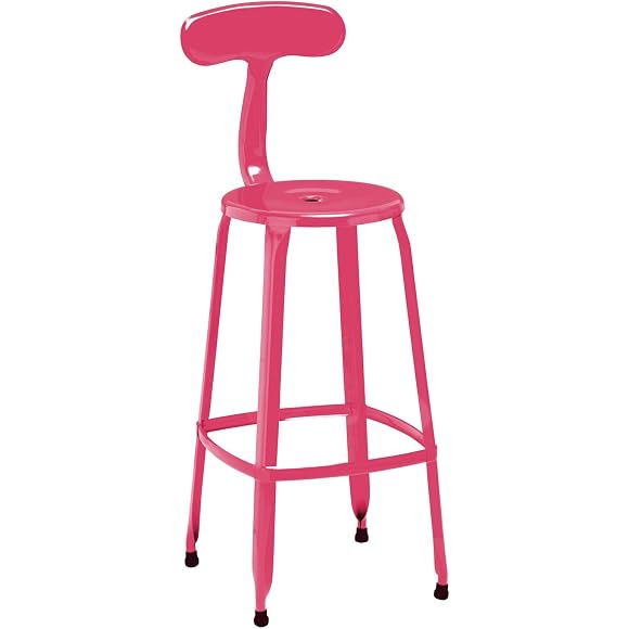 Premier Housewares Hot Pink Disc Bar Stool with Step [Set of 4]
