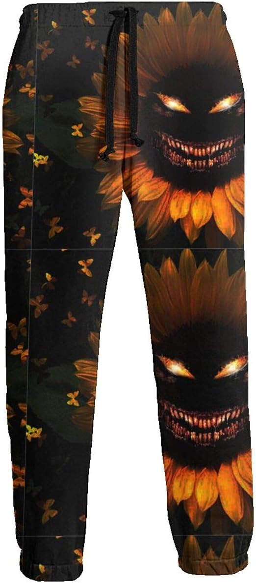 Amazon.com: NUGGHU Mens Sweatpants Halloween Horror Sunflower Funny ...