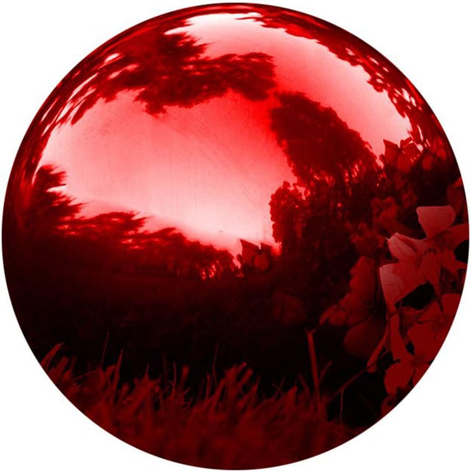 HomDSim 30 cm/12 inch Diameter Gazing Globe Mirror Ball,Red Stainless ...