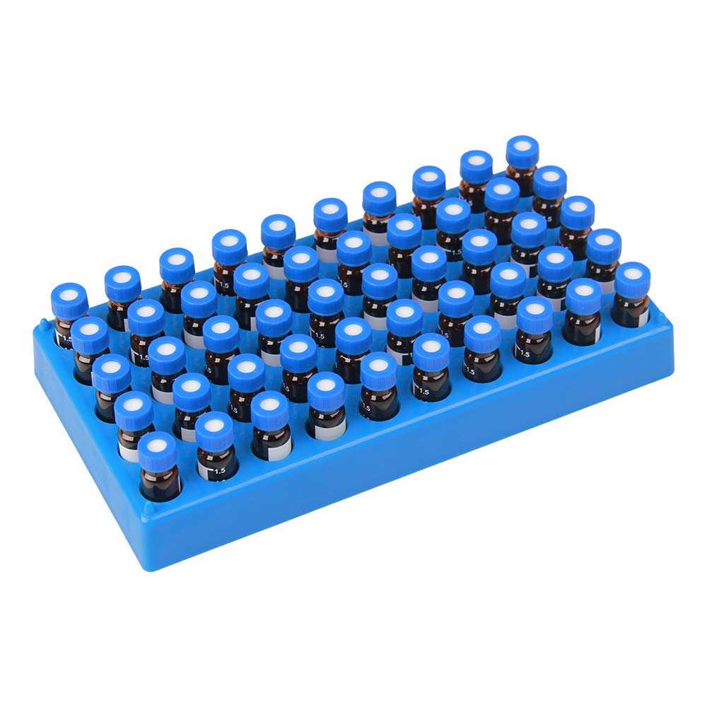 10 Packs Vial Rack Single Blue Holds 50 Standard 12 mm 2 mL vials ...