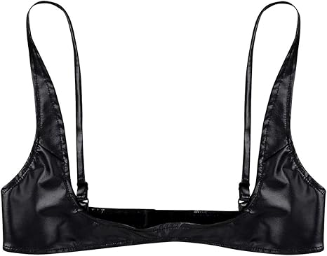 Agoky Damen Lack Leder Hebe BH Push up Bra mit einstellbarem Spagetti ...