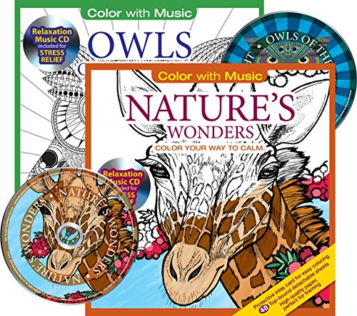 Two Book Adult Coloring Book Bundle: Natures Wonders and Owls Of The ...