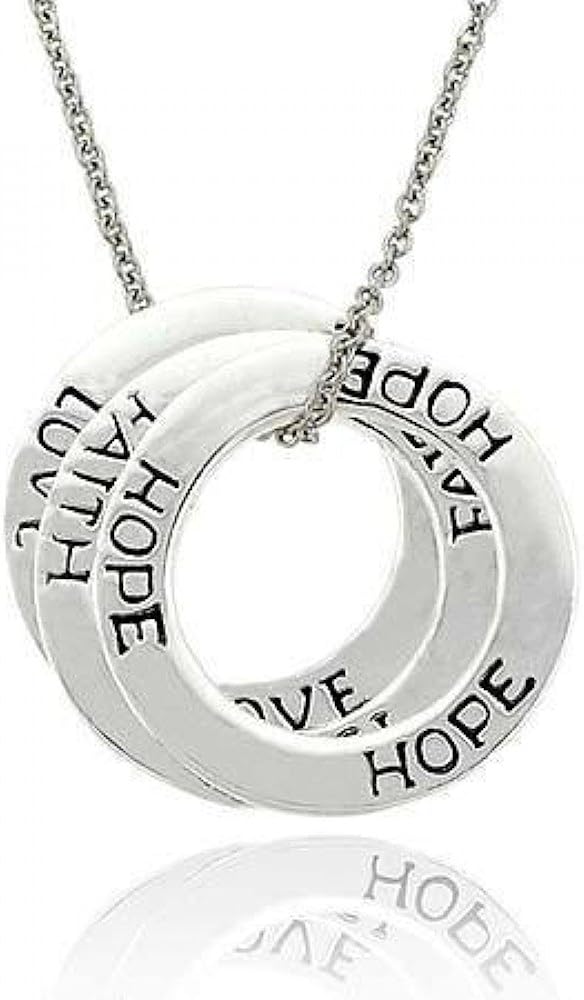 Spiritueller 'Faith – Love – Hope' (Glaube – Liebe – Hoffnung) Ketten-Anhänger, Sterling Silber ...