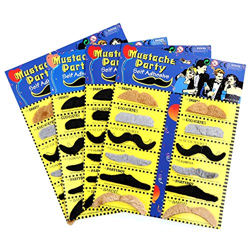 Whaline 48 Piece Self Adhesive Fake Mustache Set Novelty Mustaches for ...