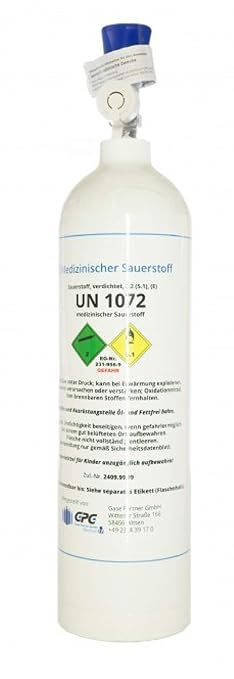 Medizinischer Sauerstoff 2 Liter Aluflasche superleicht, med. O2 nach ...