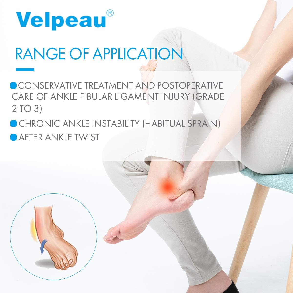 VELPEAU Ankle Brace – Stirrup Ankle Splint – Adjustable Rigid ...