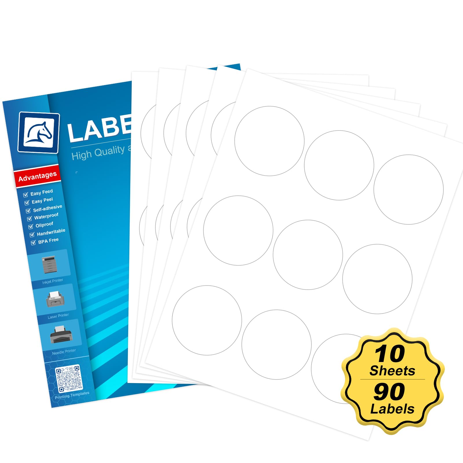 Mua 2.5" Round Sticker Labels for Laser/Ink Jet Printers, White ...