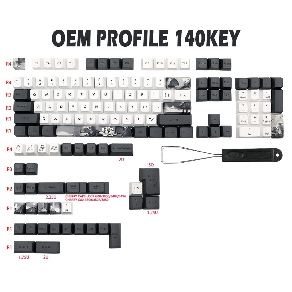 Mua MOLGRIA Ink Lotus Keycaps, 140 Set Custom Keycaps for Gaming ...