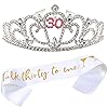 30th Birthday Decorations Rhinestone Birthday Crowns and Sash for Women ...