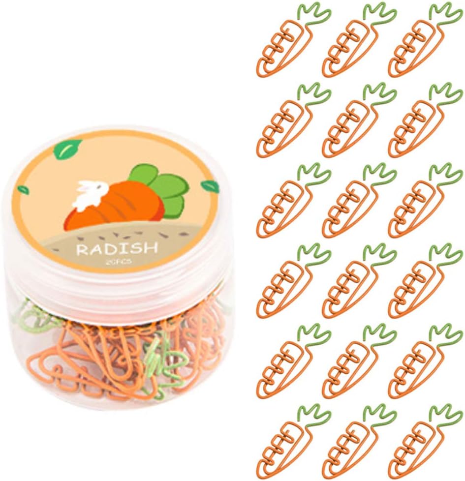 DMGARDEN 20Pcs 48mm x 40mm Paperclips, Cute Carrot Shape Metal Paper ...