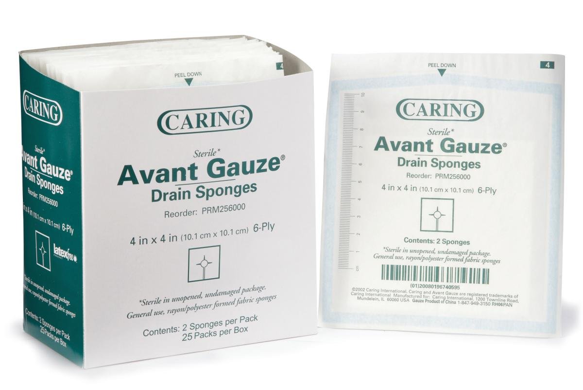 Medline Industries PRM256000 Caring Non-Woven Sterile Drain Sponge, 4 ...