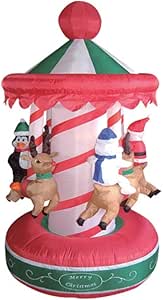 Amazon.com : 6.5 Foot Animated Christmas Inflatable Rotating Carousel ...