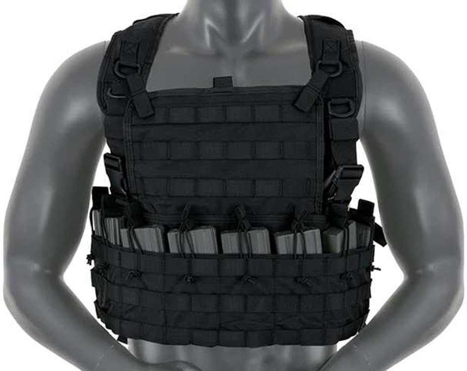 Fields Airsoft Rifleman Molle Chest Rig Harness Black Holds 8 Mags 1036 ...