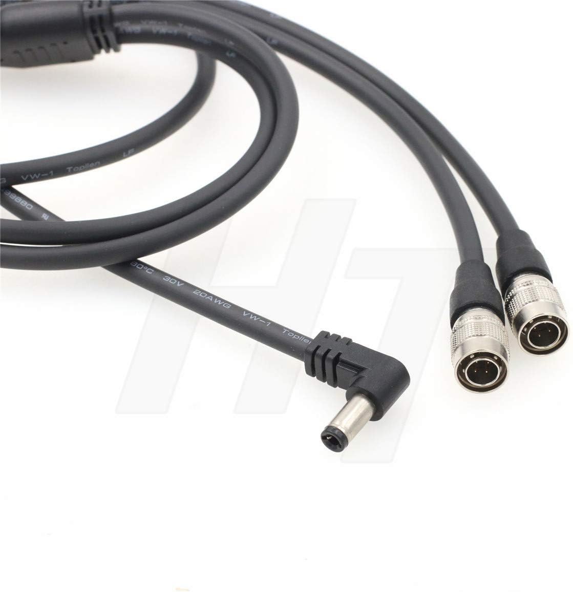 Y Splitter Power Cable Angled DC to 2 x Hirose 4 Pin for Sound Devices Recorder Zaxcom QRX100 ...