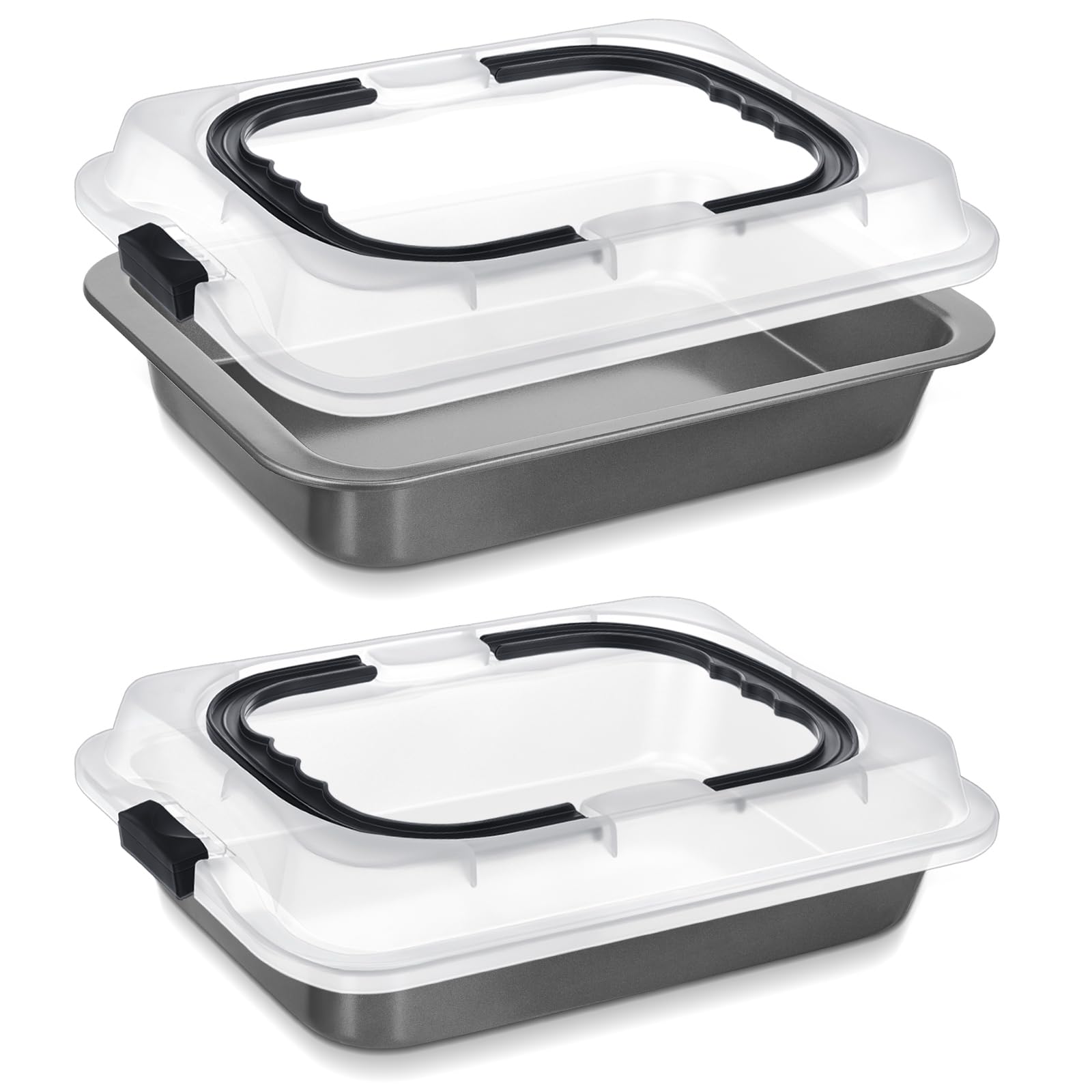 Qinyoung 2 Pcs Cake Baking Pan with Lid and Handle, 9 x 13 Inch Non ...