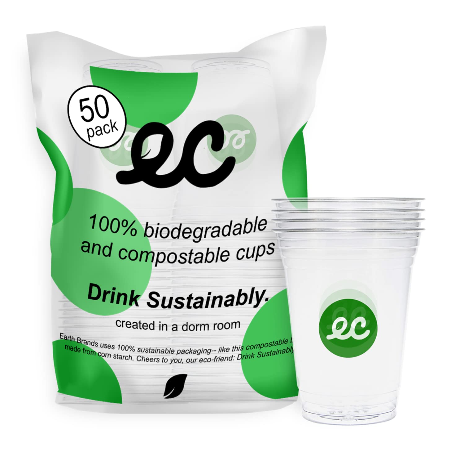 Mua Earth Cups 100% Biodegradable and Compostable Cup, Forest Green ...