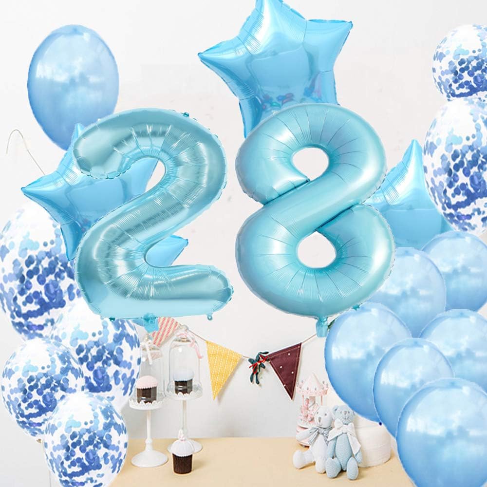 28th Birthday Decorations Party Supplies,28th Birthday Balloons Blue ...