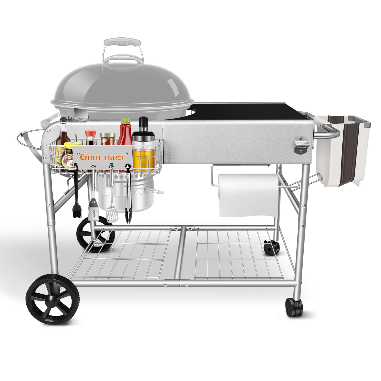 GRILL FORCE Grill Table,Kettle Grill Cart,Grill Stand Cart,Outdoor Prep ...