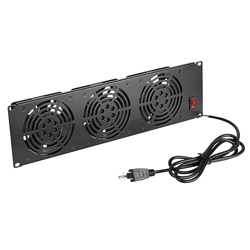 Tecmojo 3U Rack Mount Fan Panel, 3 Fans Cabinet Cooling Fans, 19in 6ft ...