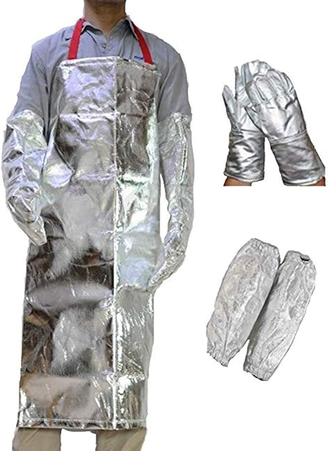 Aluminum Foil Heat Resistant Apron 1000C Insulation Apron Oversleeves ...