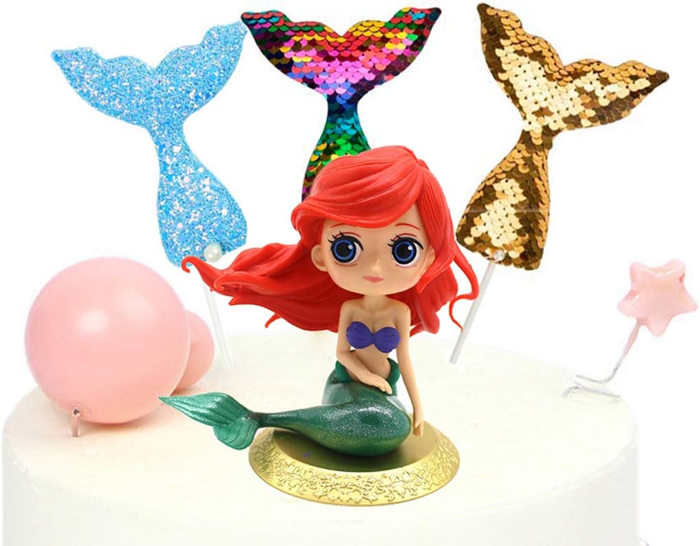 Mermaid Doll Cake Topper Figure Sequin Mermaid Tail Cupcake Topper for ...
