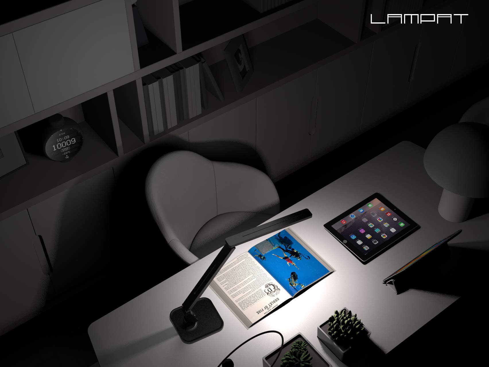 Lampat Dimmable LED Desk Lamp, 4 Lighting Modes (Reading/Studying ...