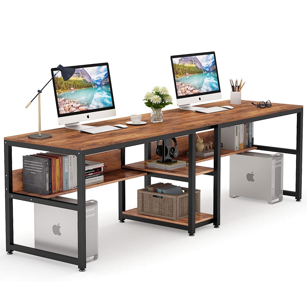 Mua Tribesigns Two Person Desk with Bookshelf, 78.7 Computer Office ...