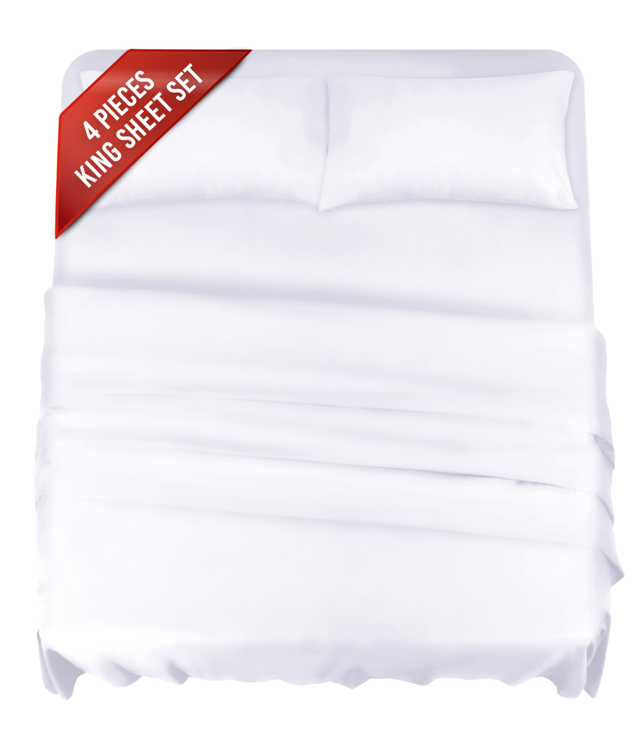 Infinitee Xclusives Premium White King Sheets Set - 1800 TC Series 4 ...