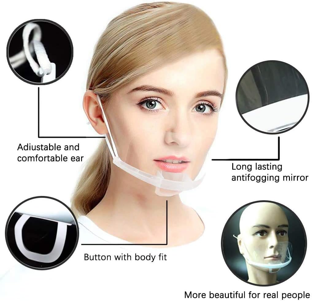 10PCS Face Mouth Protection Transparent Plastic Cover with Adjustable ...