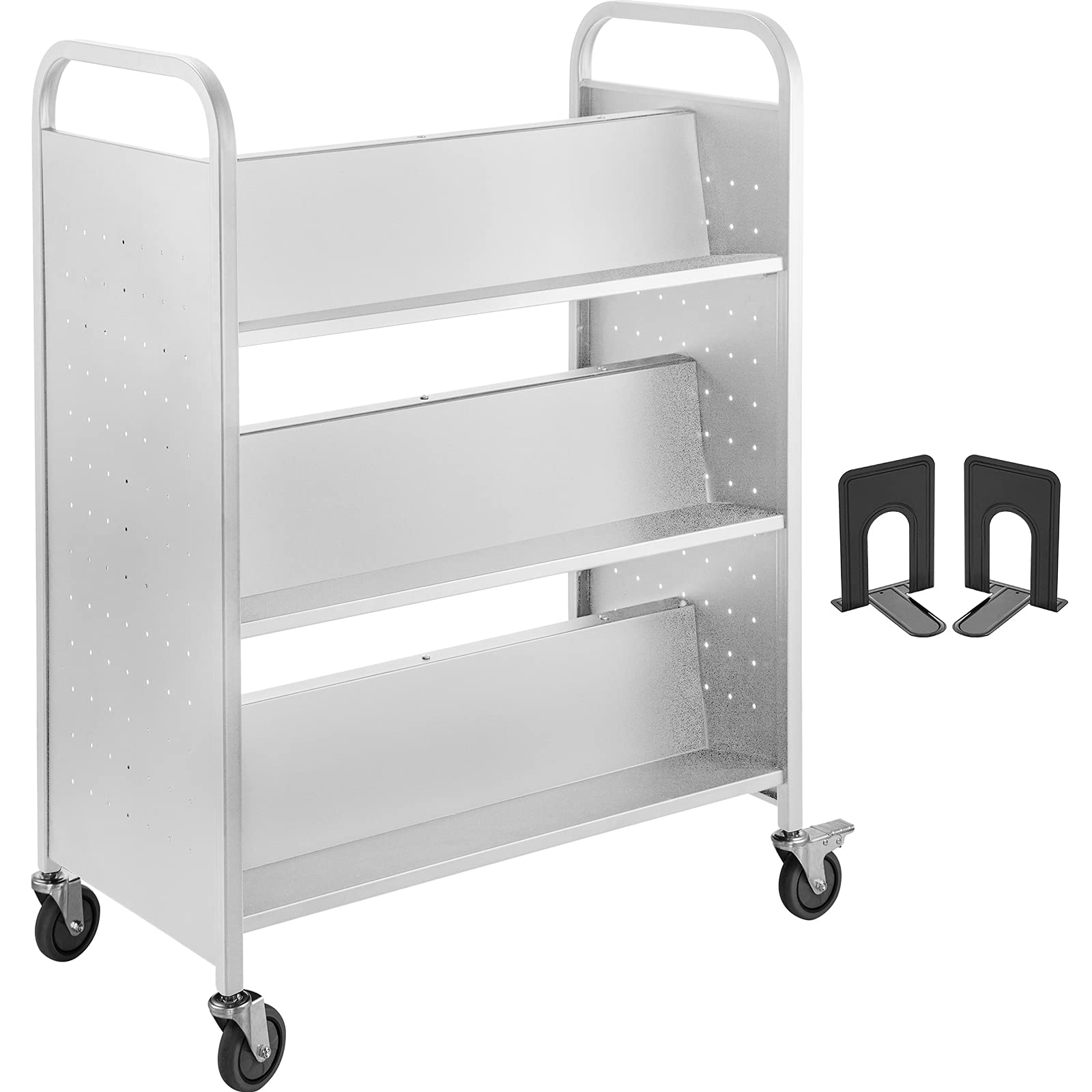 VEVOR Book Cart, 200lbs Library Cart, 35x19x49 Inch Rolling Book Cart ...