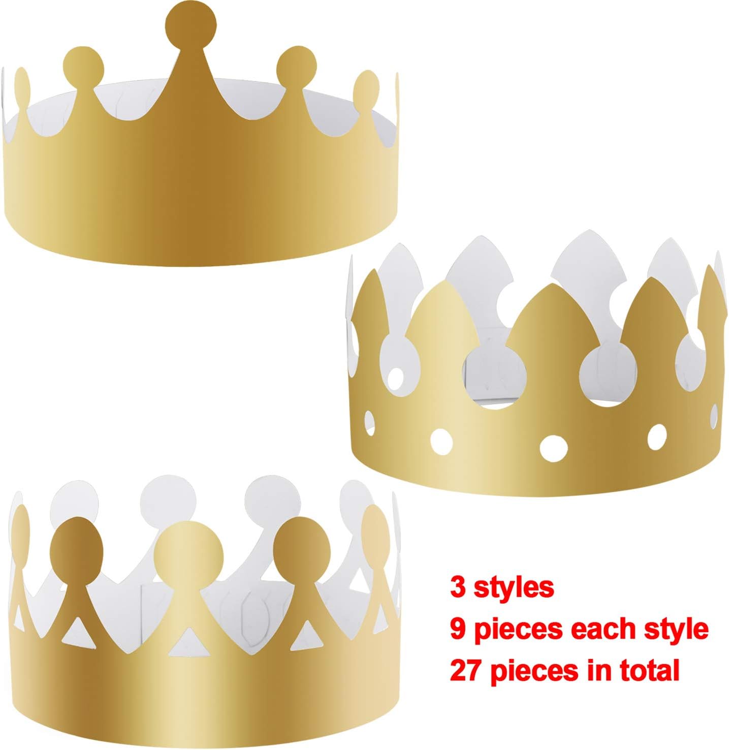 SIQUK 27 Pieces Golden Paper Crown Party Gold Crowns Hats King Crowns ...