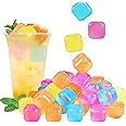 Amazon.com: 80 Pack Reusable Ice Cube, Colorful Plastic Squares Ice ...