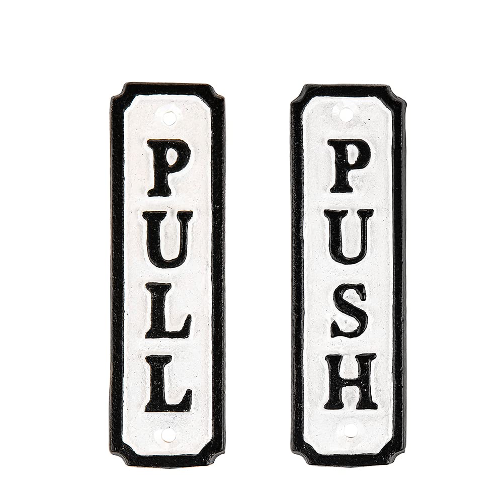 Sungmor Cast Iron Push Pull Door Signs, Metal Push and Pull Sign for ...