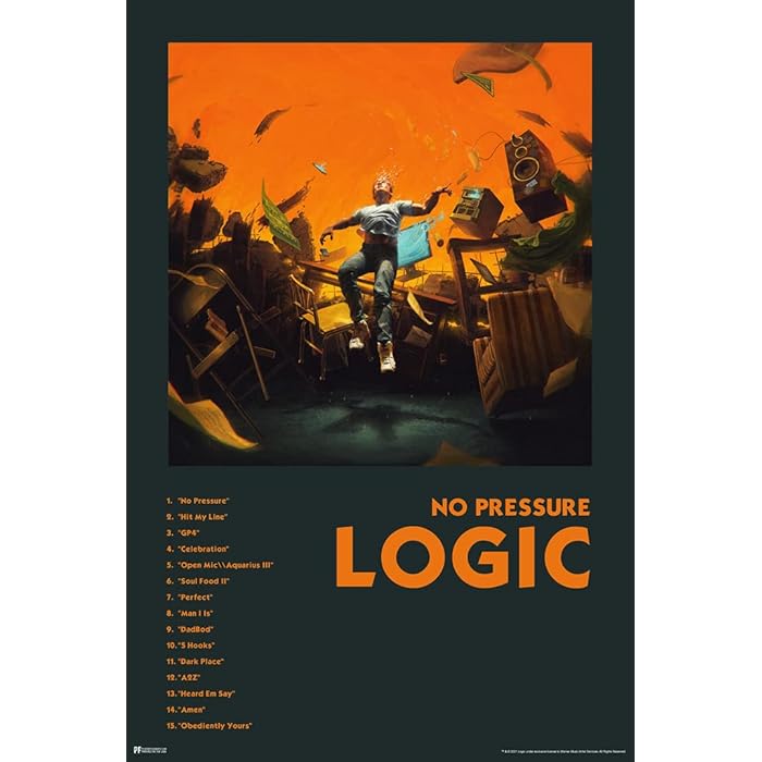 Buy Logic Merch No Pressure Album Cover Art Track List Rap Posters ...