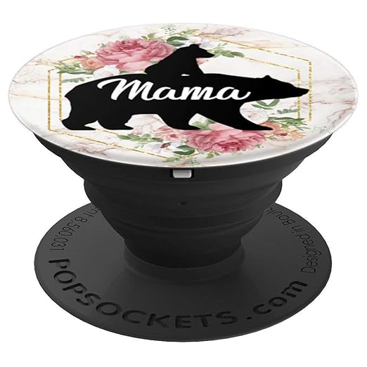 Amazon.com: Mama Bear Pop Socket Rose with 1 Cub Mother Gift - PopSockets Grip and Stand for ...