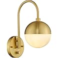 Modern Wall Lamp with White Globe Glass, LMS Gold Wall Sconce Wall ...