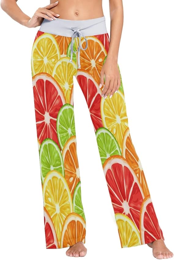 ALAZA Lemon Citrus Fruits Slices Women's Pajama Lounge Pants Casual ...