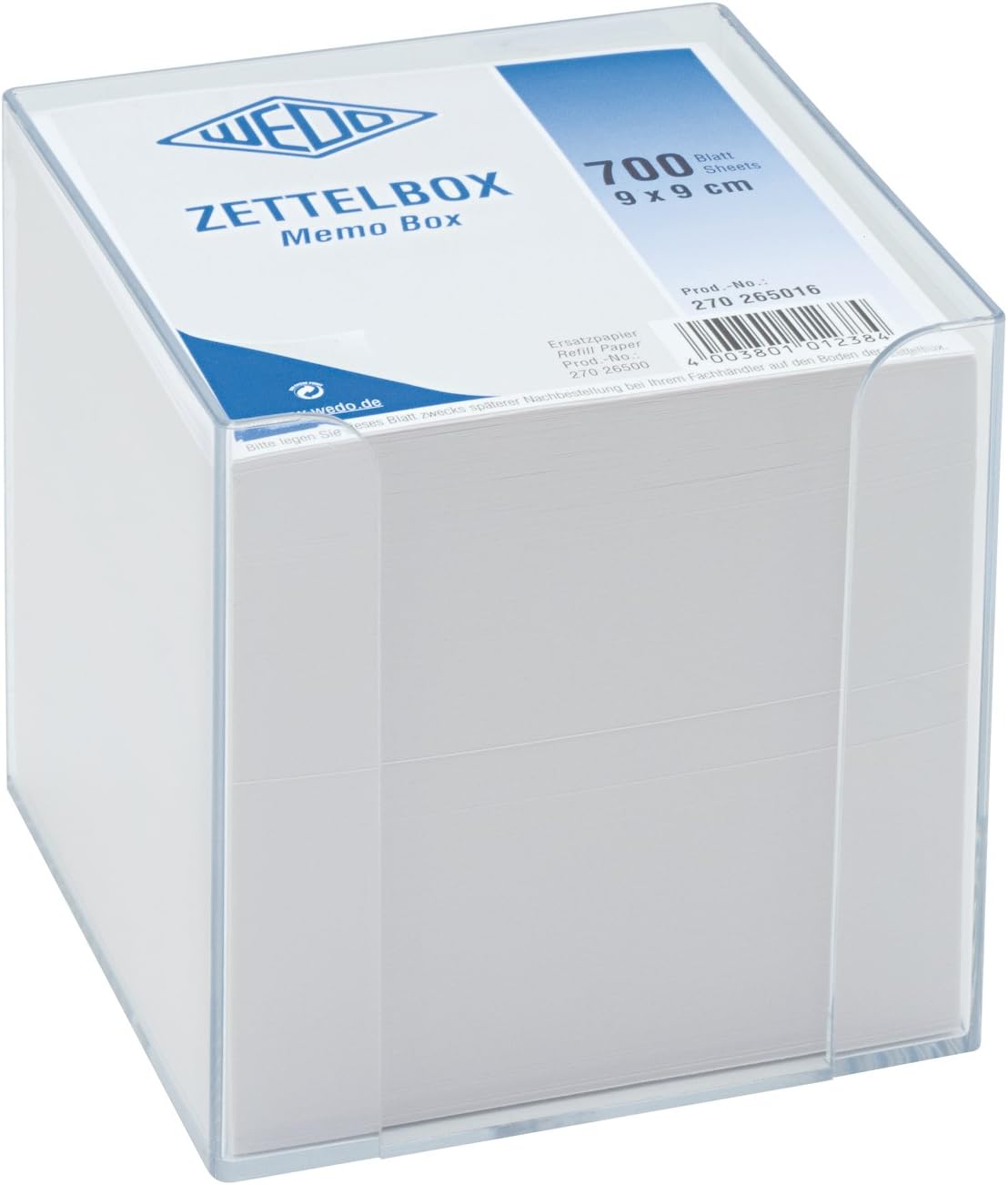 Wedo 2702650 Plastic Memo Block with Sheets of Paper 9.5 x 9.5 cm ...