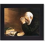 Amazon.com: Daily Bread Man Praying at Dinner Table Grace Framed Art ...