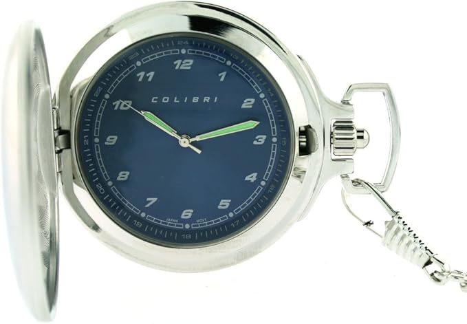 Colibri Pocket Watch with Military Time Blue Dial #PWQ096829J: Amazon ...