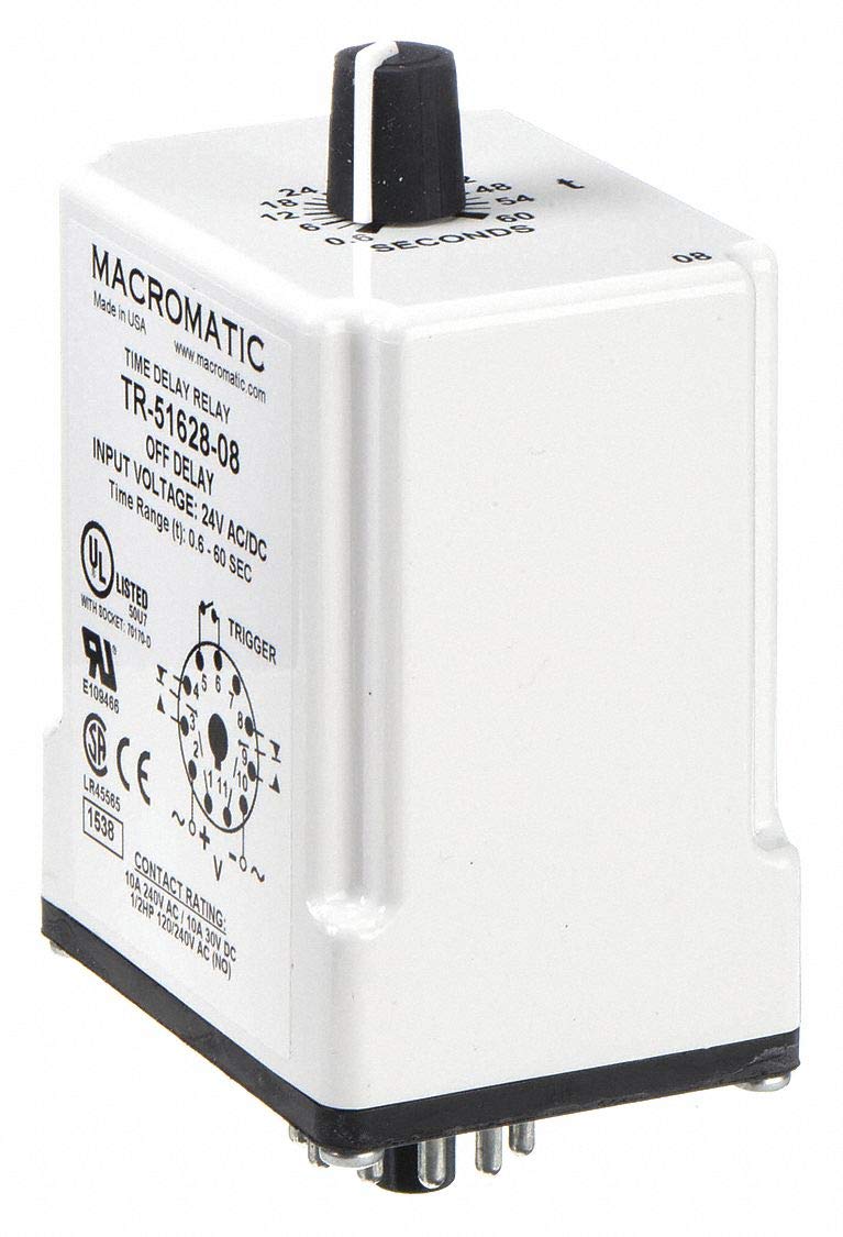 MACROMATIC Single Function Timing Relay, 24VAC/DC, 10A @ 240V, 11 Pins ...