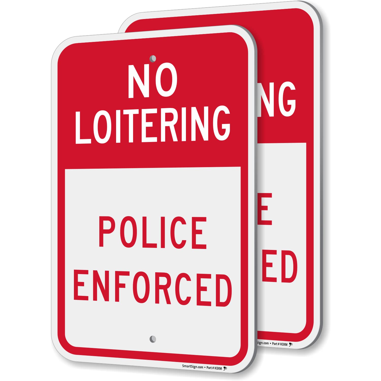 SmartSign No Loitering Police Enforced Sign - 2 Pack, 18 x 12 inch, 2mm ...