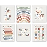 Amazon.com: Progress Over Perfection Art Prints, Boho Classroom Decor ...