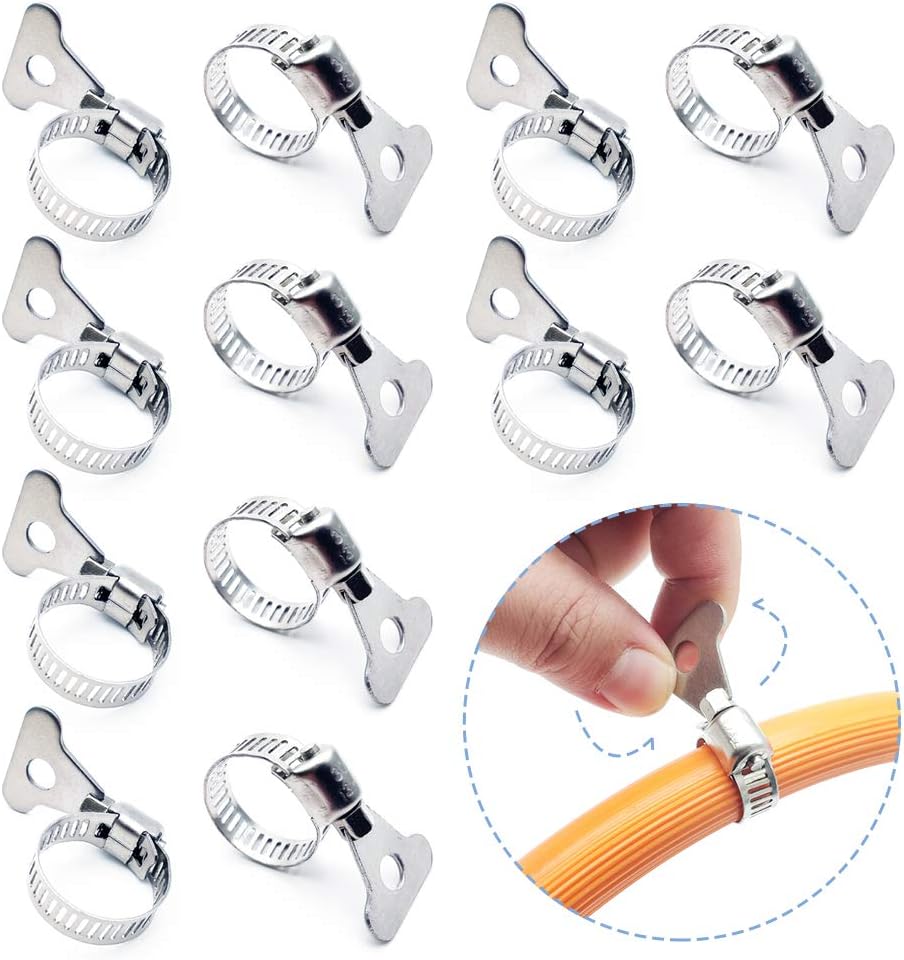 12 Pieces Adjustable Hose Clamps with Adjustable Holders 304 Stainless ...