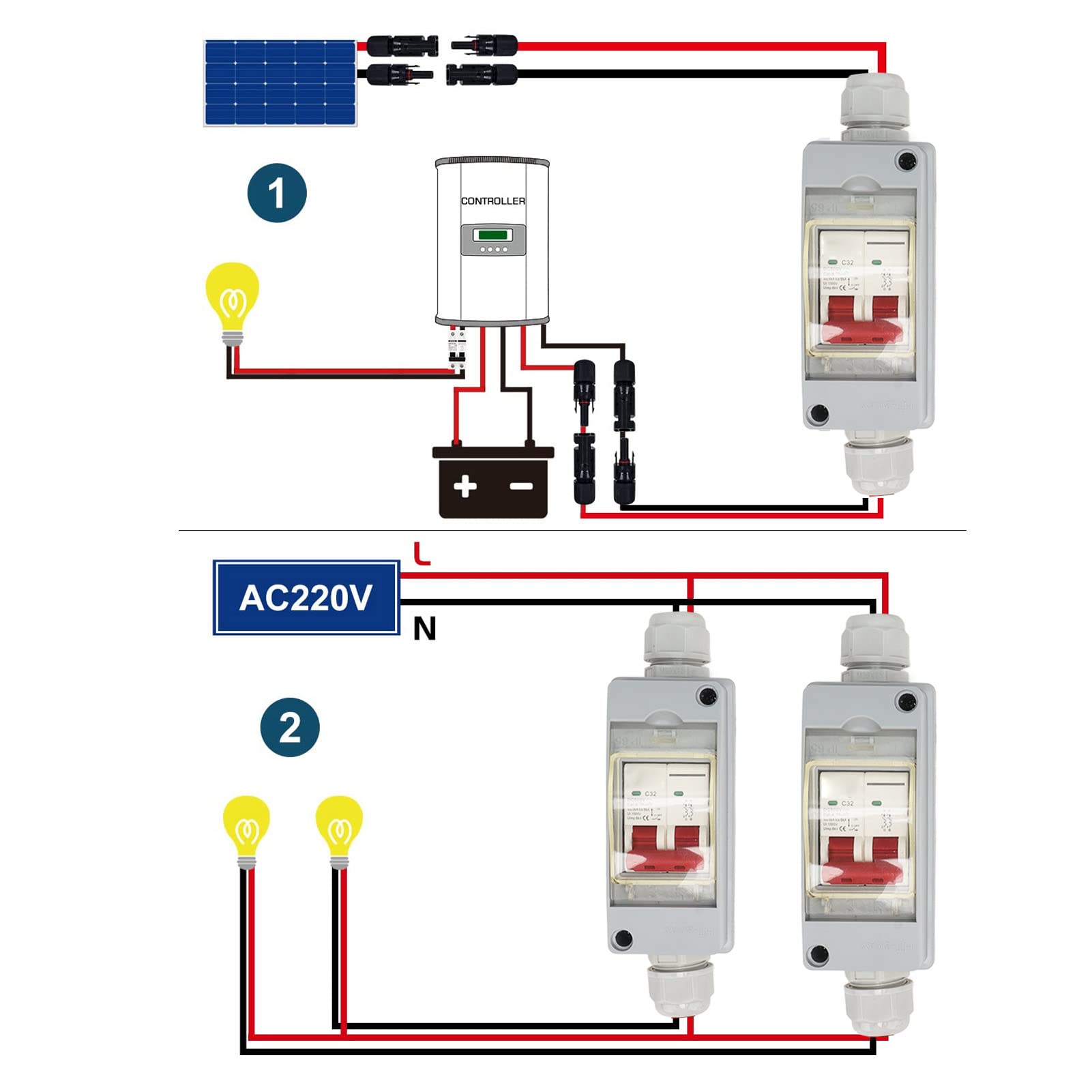 Mua Circuit Breaker Solar Panels 30 Amp Solar Disconnect Switch, MCB 2P ...
