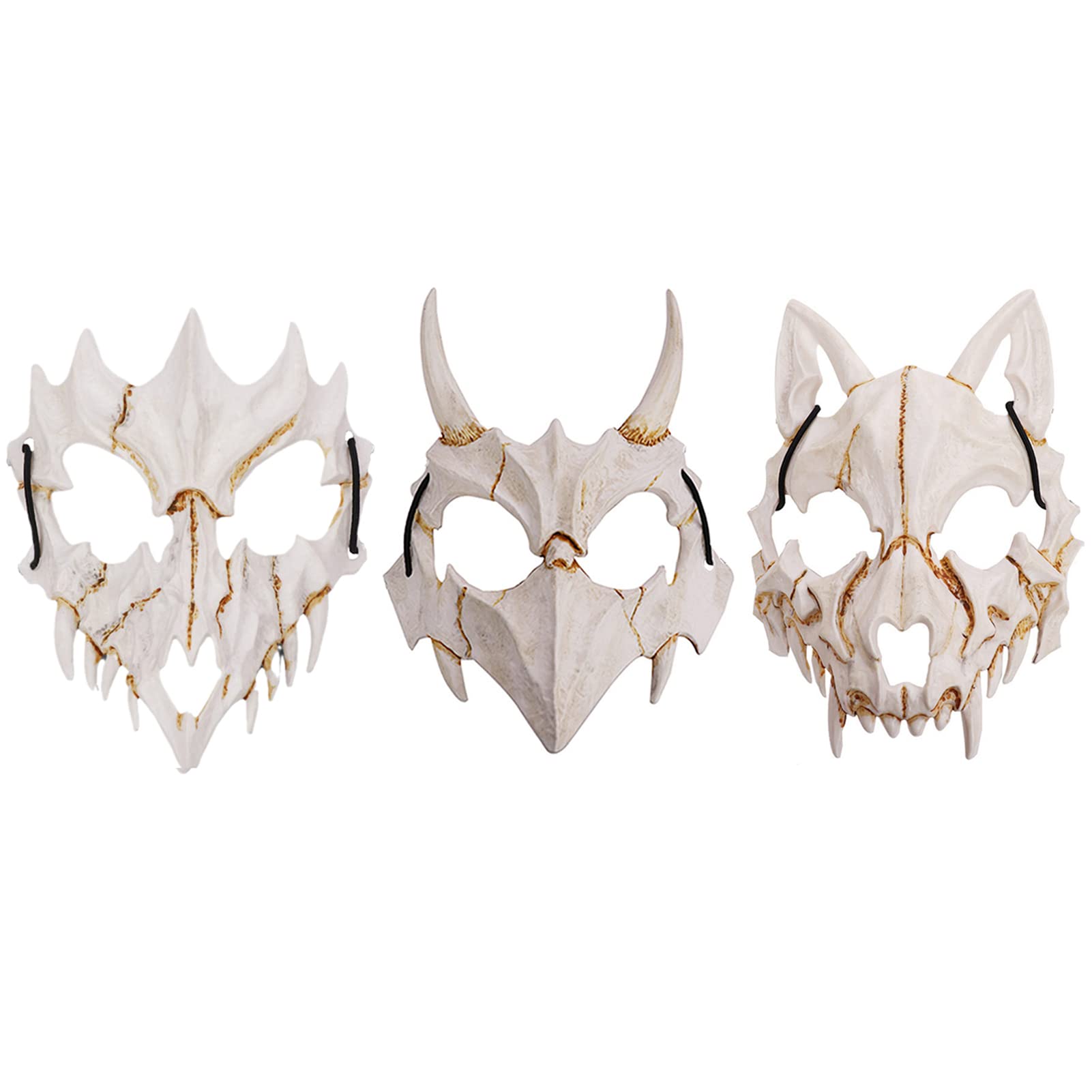 Mua 3 Pieces Halloween Animal Skull Mask Half Face Scary Masks Japanese ...