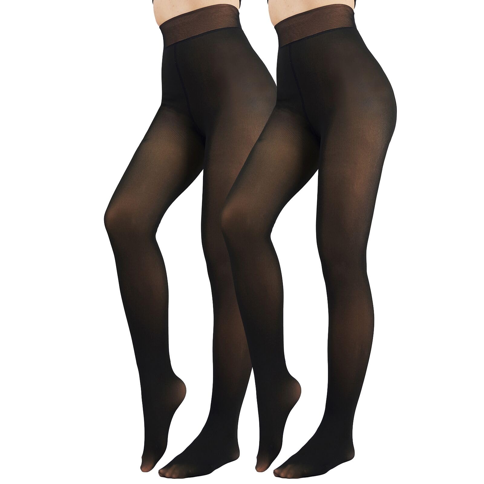 X-CHENG Fleece Lined Tights Sheer Women - Fake Translucent Warm ...