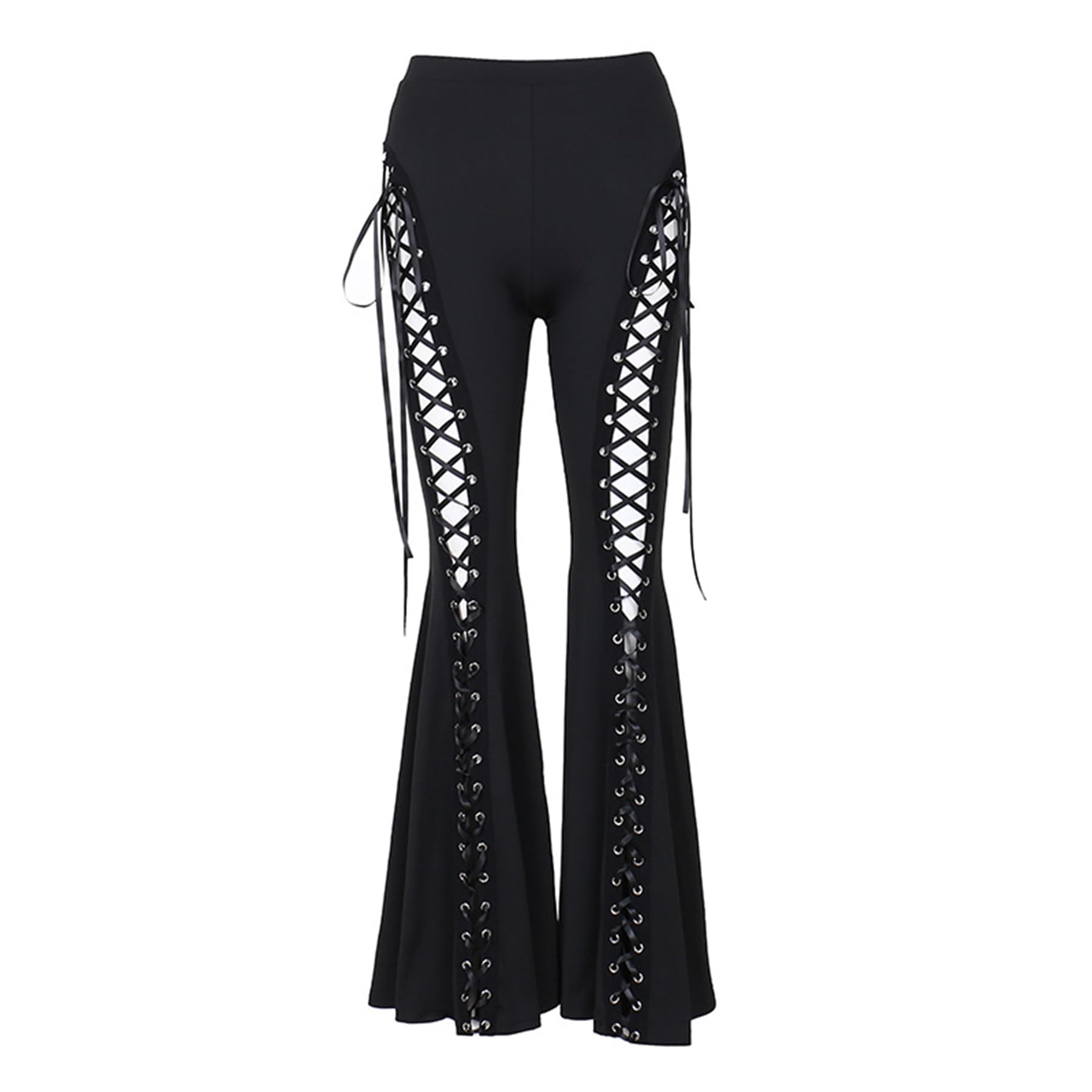Women’s High Waist Rave Mesh Sheer Pants Flared Bell Bottom Pants for ...