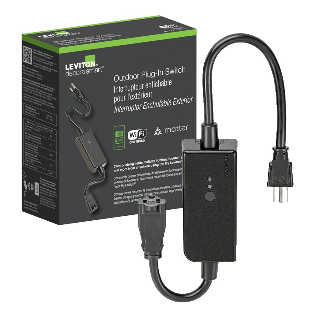 Leviton Decora Smart Wi-Fi Outdoor Plug, Works with Matter, My Leviton ...