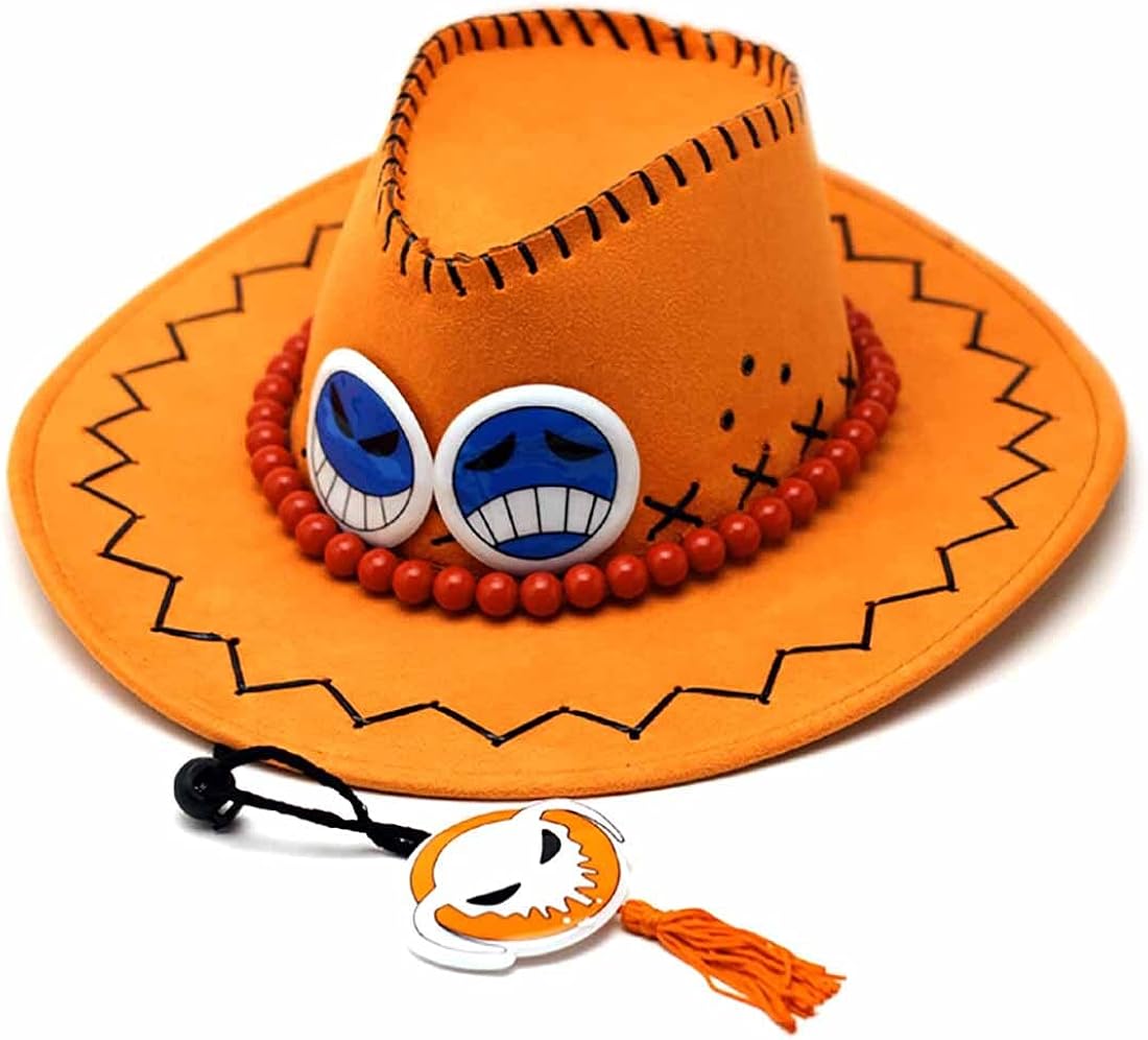CosplayStudio Puma D. Ace - Sombrero de One Piece con cordón de perlas ...